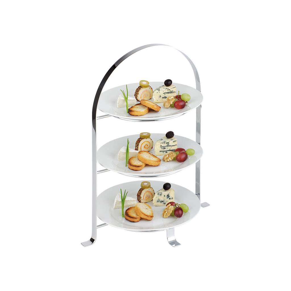 APS High Tea Stand 3-Tier Chrome Plated 430Mm – 260Mm – Hiller – Hiller
